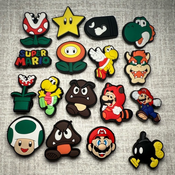 Shoes | New Set Of 17 Super Mario Bros Themed Crocs Charms Mario Yoshi ...